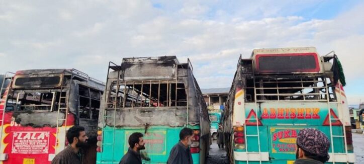 Seven buses damaged in Kupwara Bus Stand fire; losses pegged at ₹1Cr ...